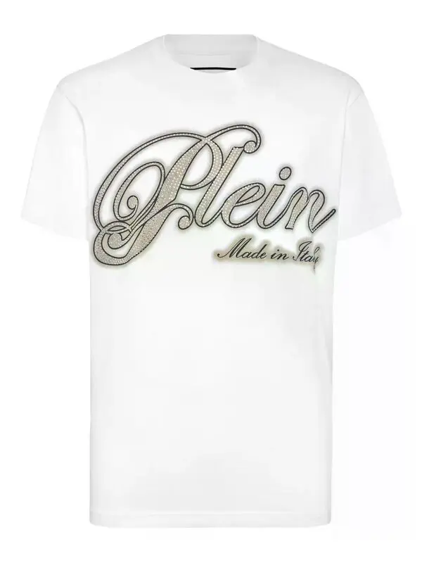 Philipp Plein Strass-embellished Cotton T-shirt - ""01 White""